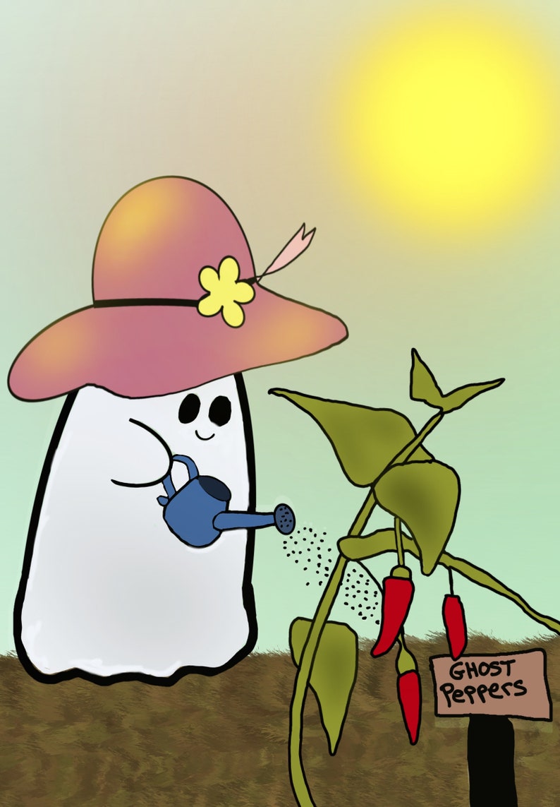 Cute Spring Garden Ghost Digital 8x11 Art Print - Etsy