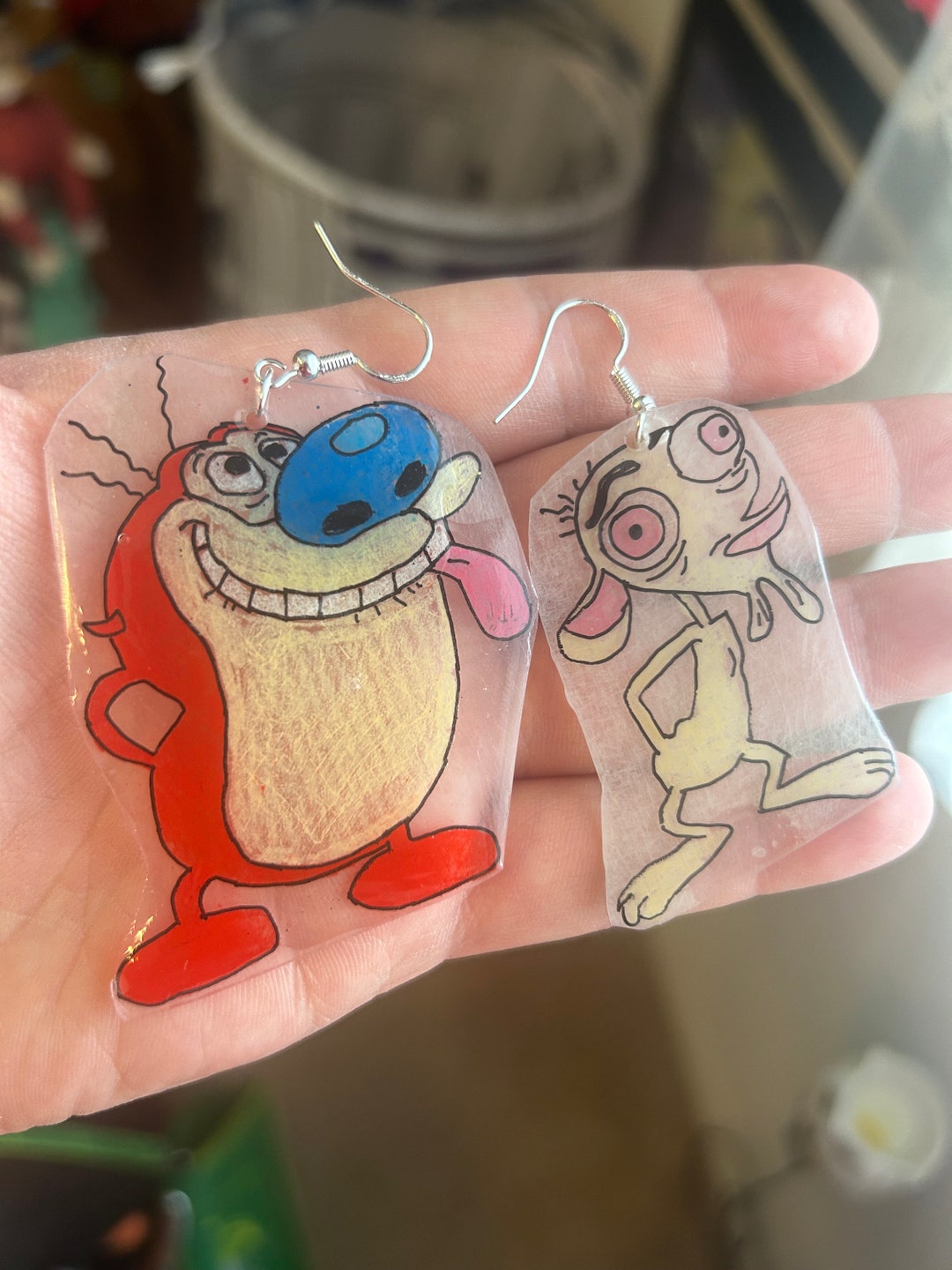 90’s Cartoons Nickelodeon Ren & Stimpy Dangle Earrings - Etsy