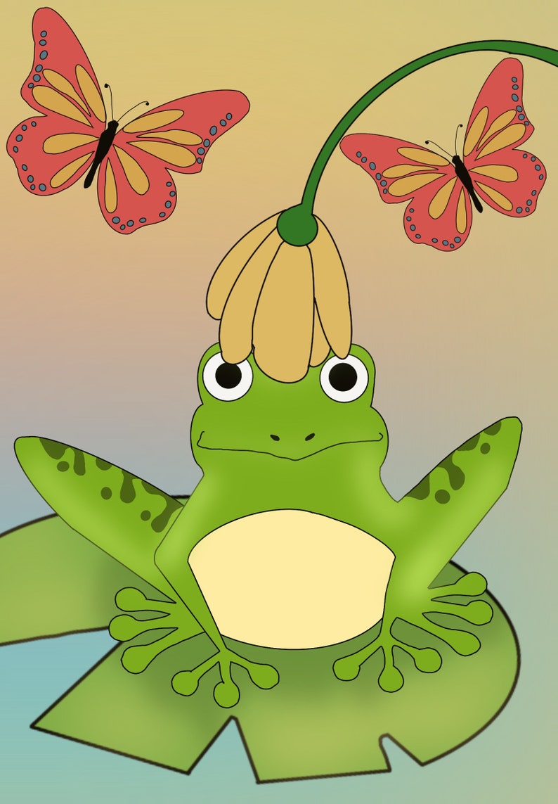 Frog Art Print Digital Art Folklore Mushrooms Cute Art - Etsy
