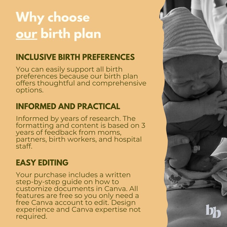 Doula Editable Birth Plan Template | Printable Birthing Plan | Labor ...