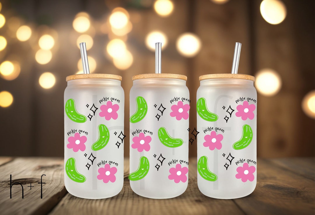 Pickle Queen Cup Wrap Digital PNG File With Cute Pickles and Flower ...