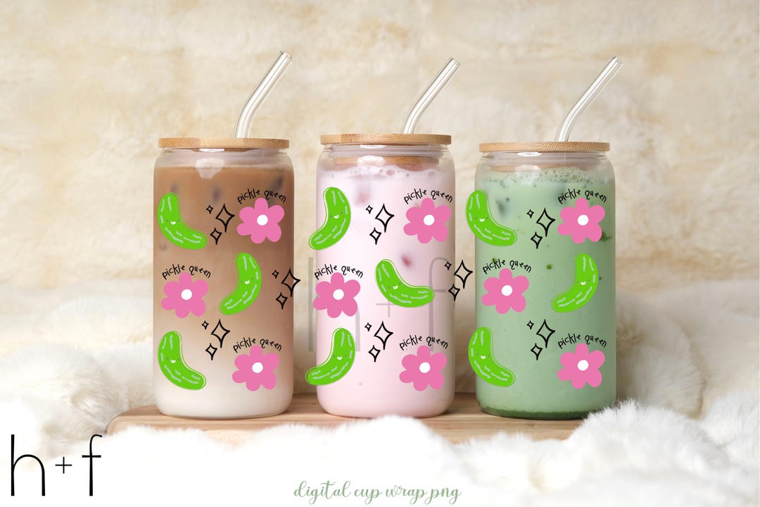 Pickle Queen Cup Wrap - Digital PNG File With Cute Pickles and Flower ...
