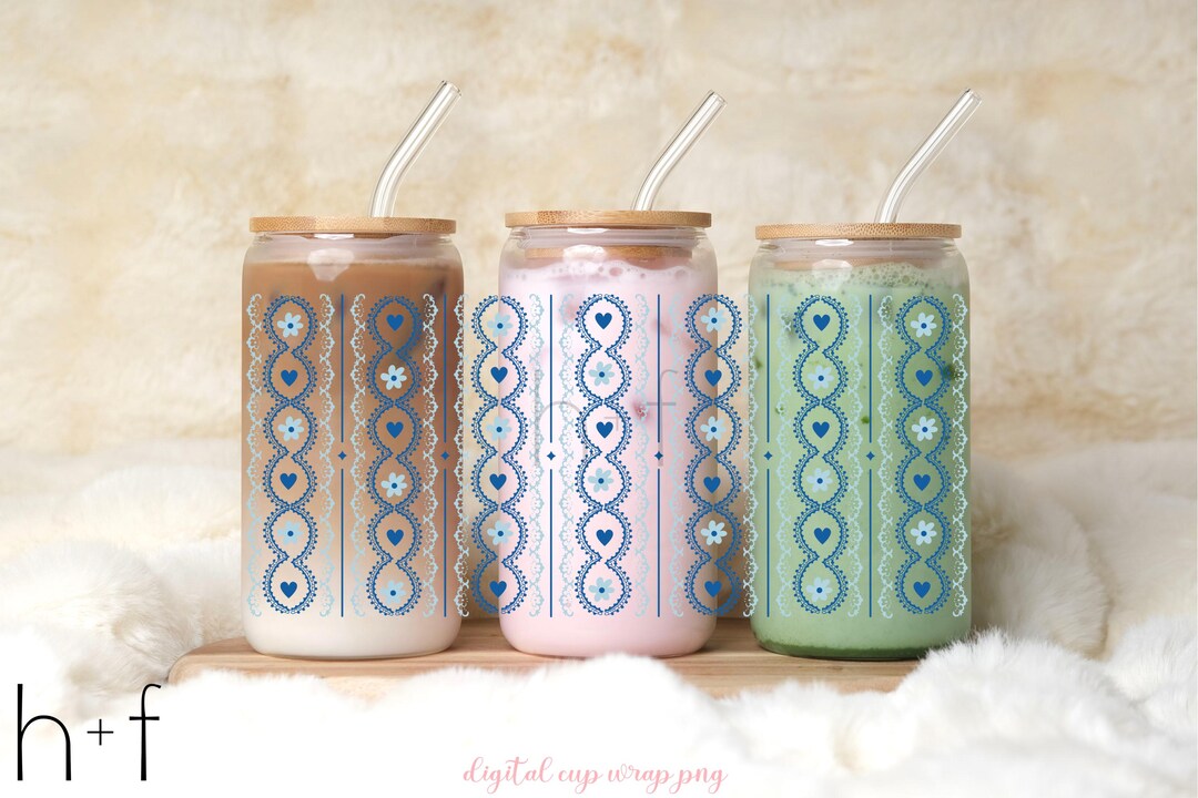 Blue Lace 16 Oz Cup Wrap - Digital PNG File With Blue Lace Design ...