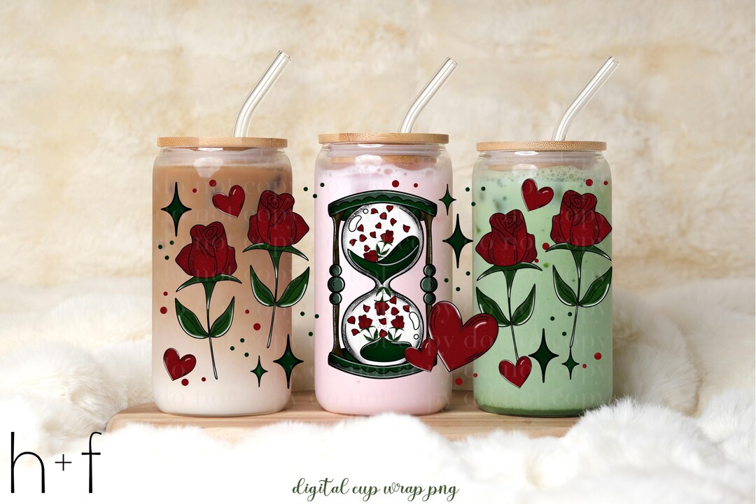 Hour Glass Roses Cup Wrap - Digital PNG File With Unique Hour Glass ...