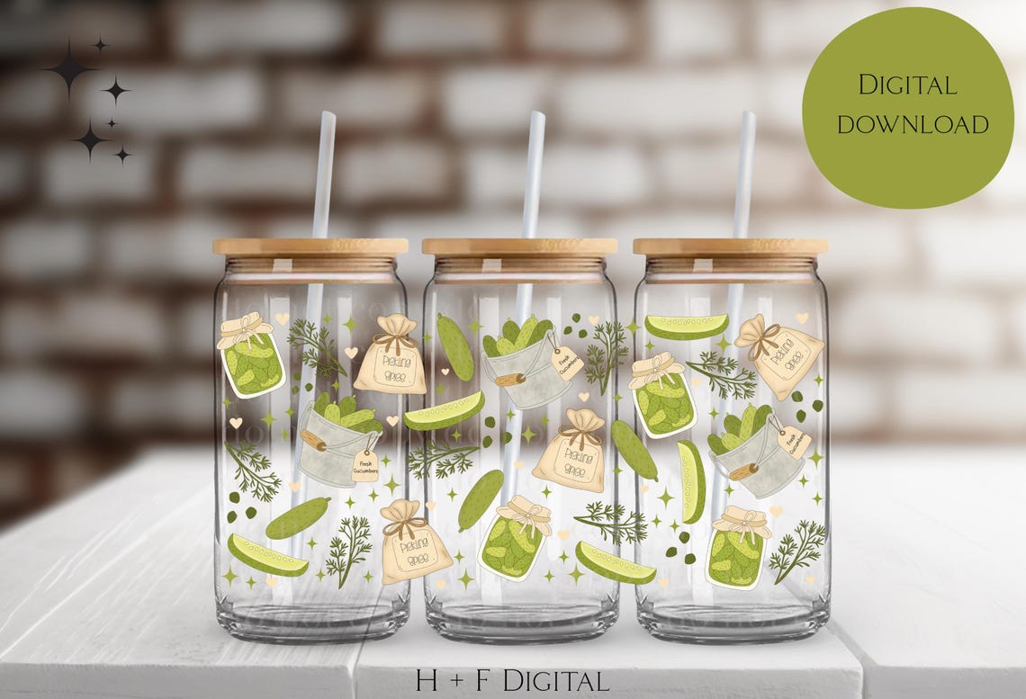 Pickle Lover Cup Wrap PNG – Pickle Making Design, 16oz (digital ...