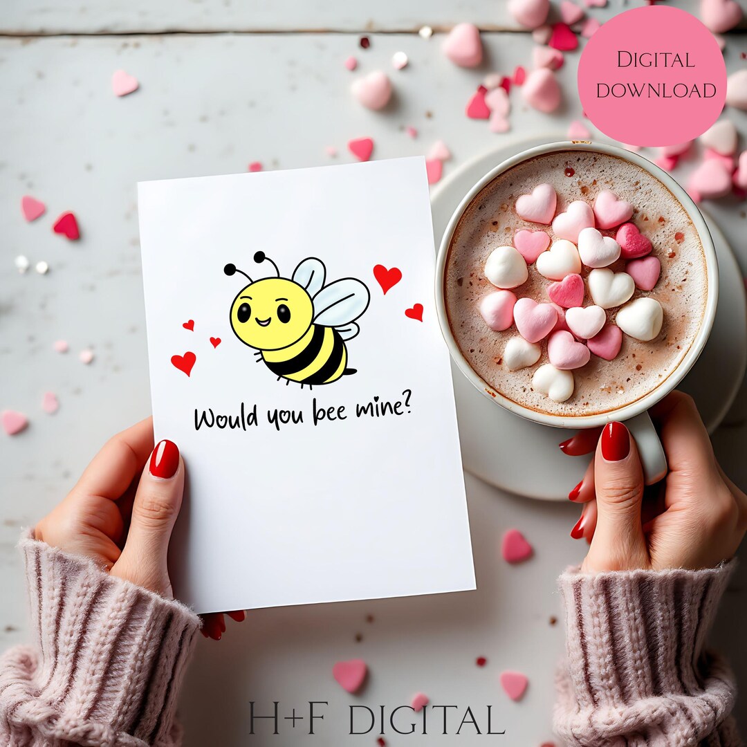 Bee Mine Valentine PNG | Adorable Bee Valentine Design | Instant ...