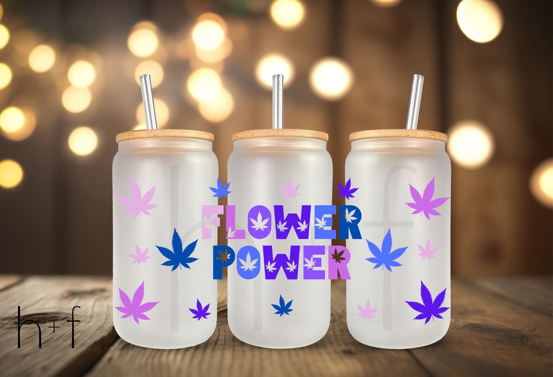 Flower Power Cannabis 16 Oz Cup Wrap PNG Digital Design Instant ...