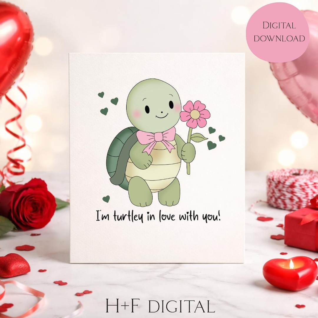 Turtley in Love With You PNG | Adorable Turtle Valentines Day Design ...