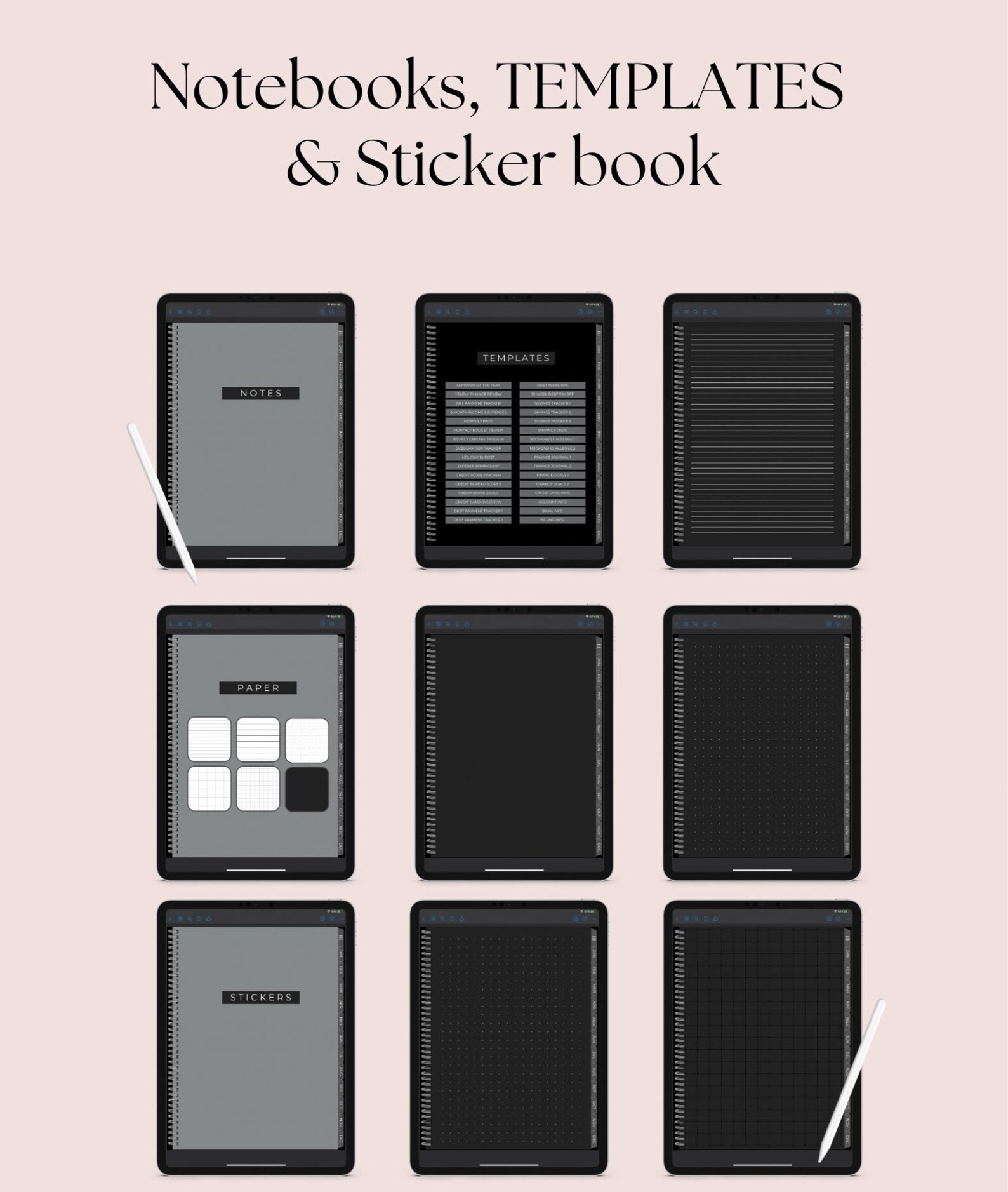 Digital Dark Mode Budget Planner, Finance Planner, Undated Digital ...