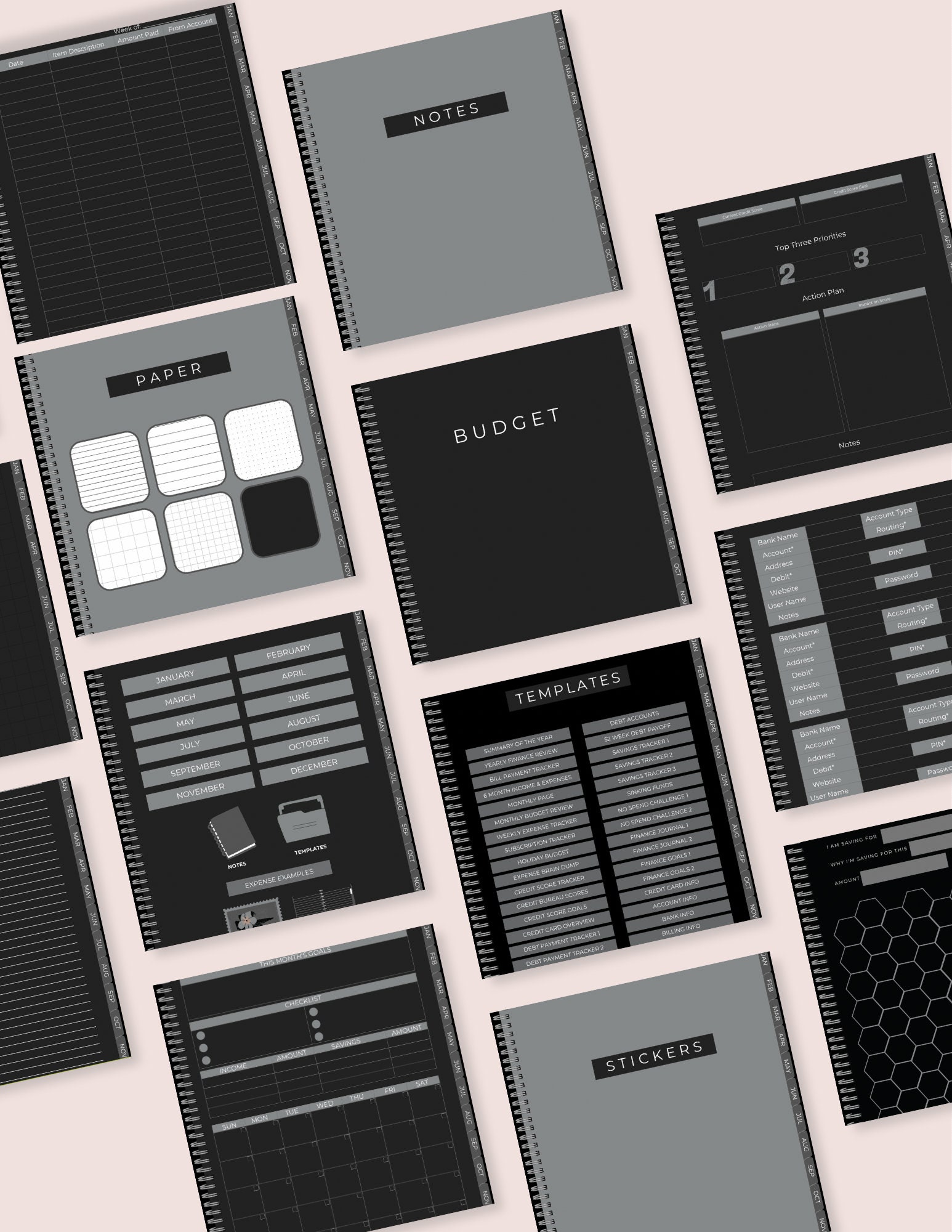 Digital Dark Mode Budget Planner, Finance Planner, Undated Digital ...