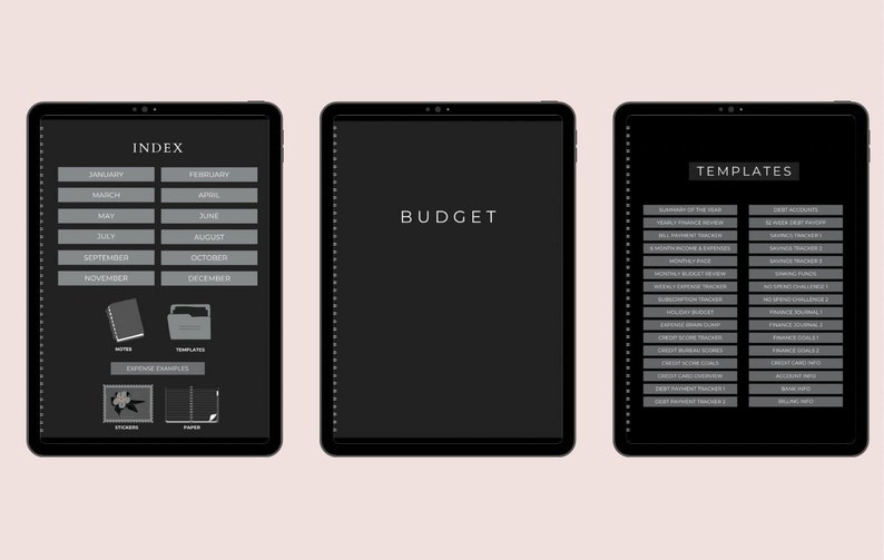 Digital Dark Mode Budget Planner, Finance Planner, Undated Digital ...