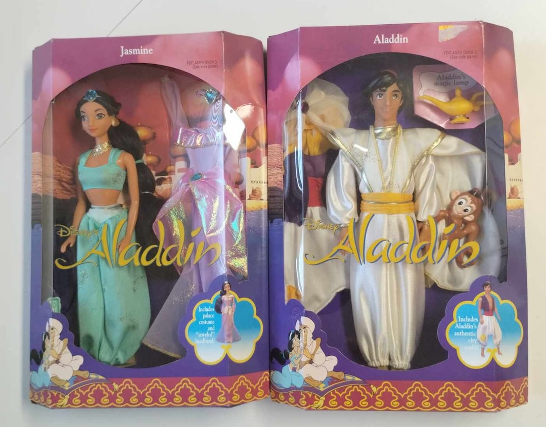Vintage 1992 Disney’s Aladdin Jasmine Doll and Aladdin Doll With Monkey ...