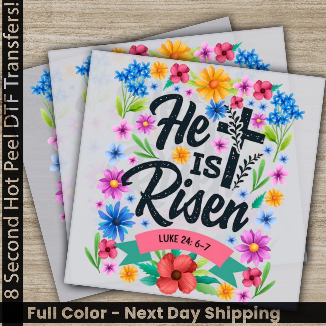 He is Risen, Happy Easter Peeps Jesus Bunny Hoppin Chillin Day DTF ...