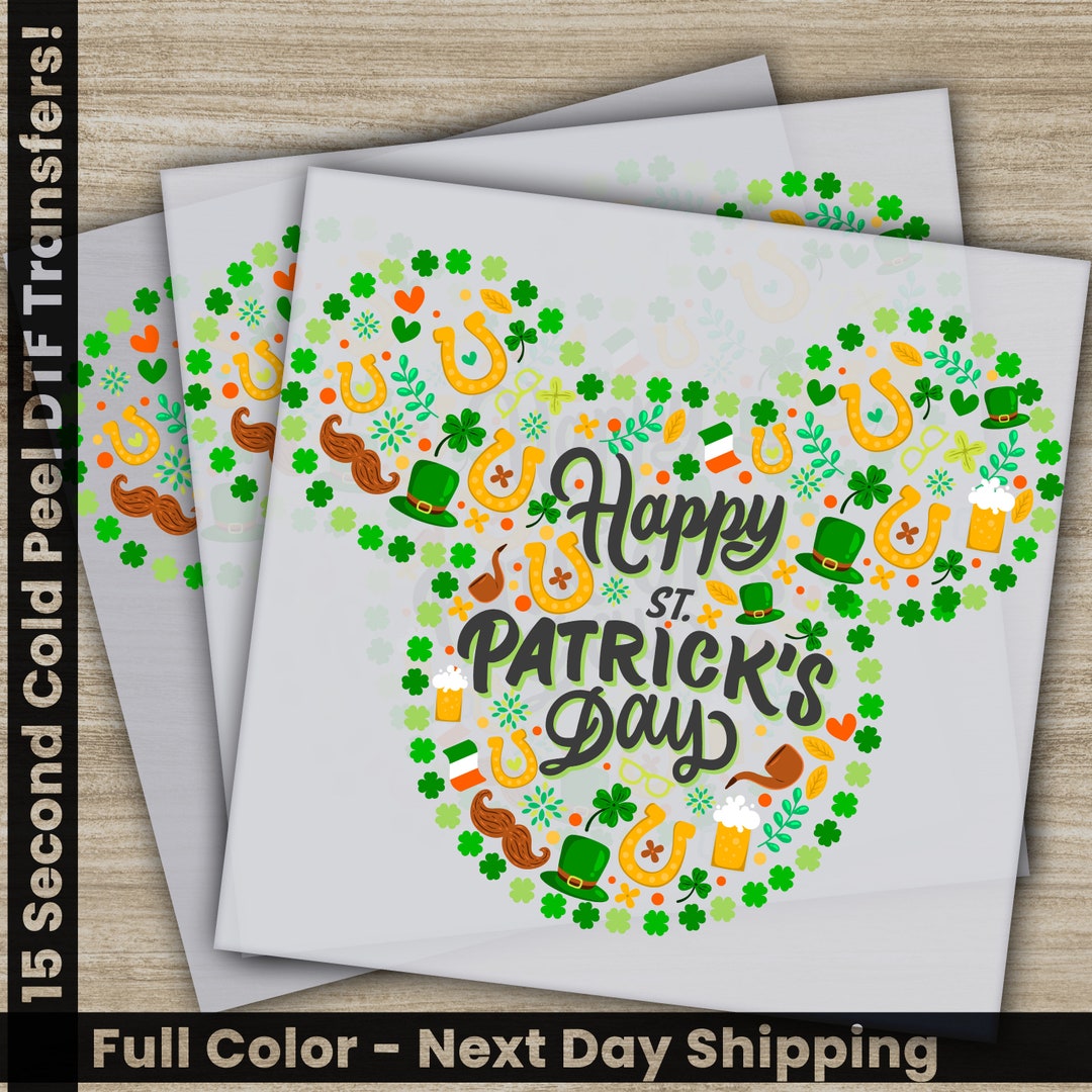 Mickey Head Shape Black, St. Patrick's Day Transfer, Ready to Press ...