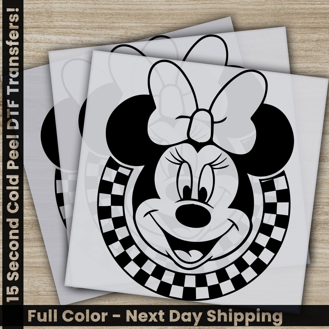 Circle Checkered Minnie Head, Disney Transfer, Ready to Press ...
