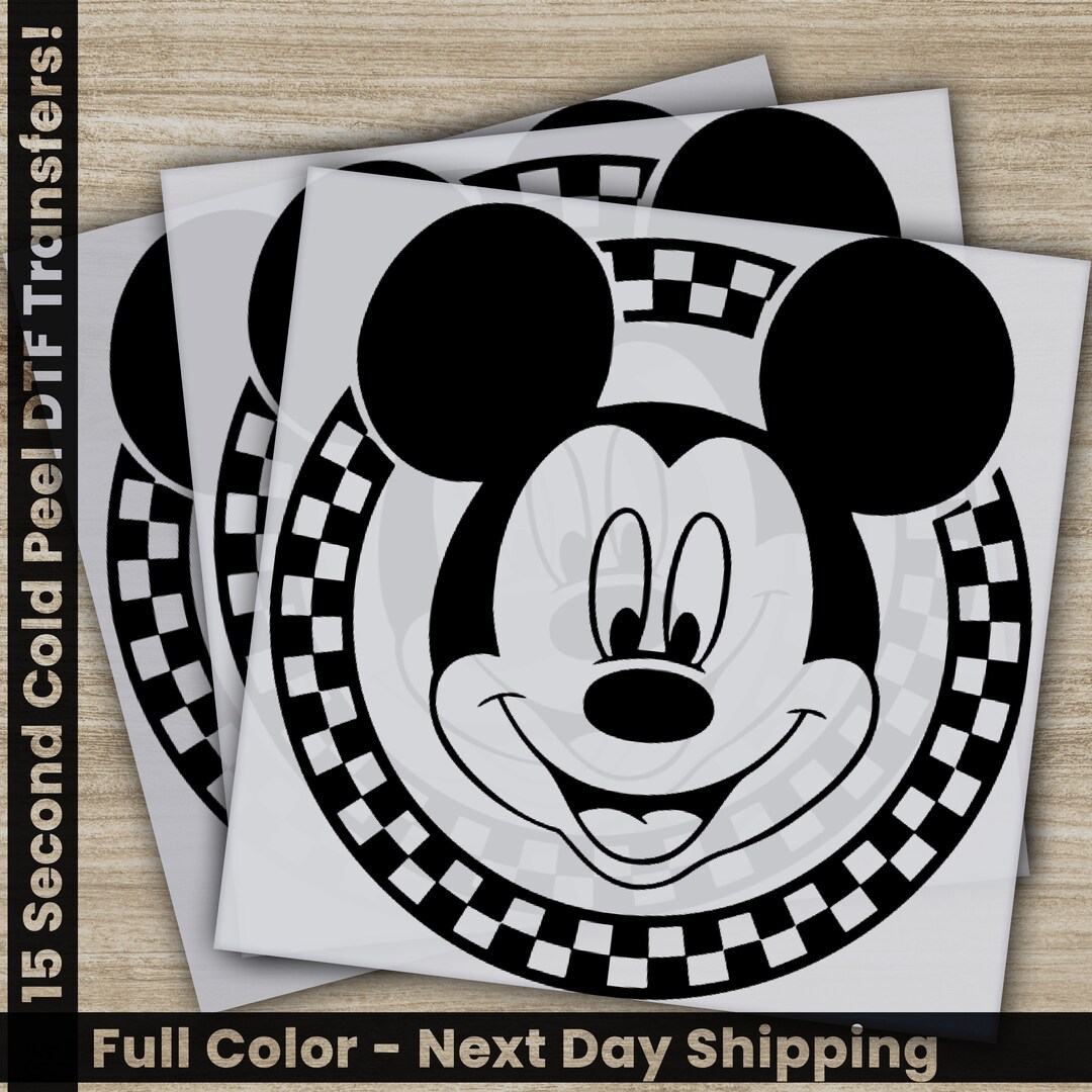 Circle Checkered Mickey Head, Disney Transfer, Ready to Press ...