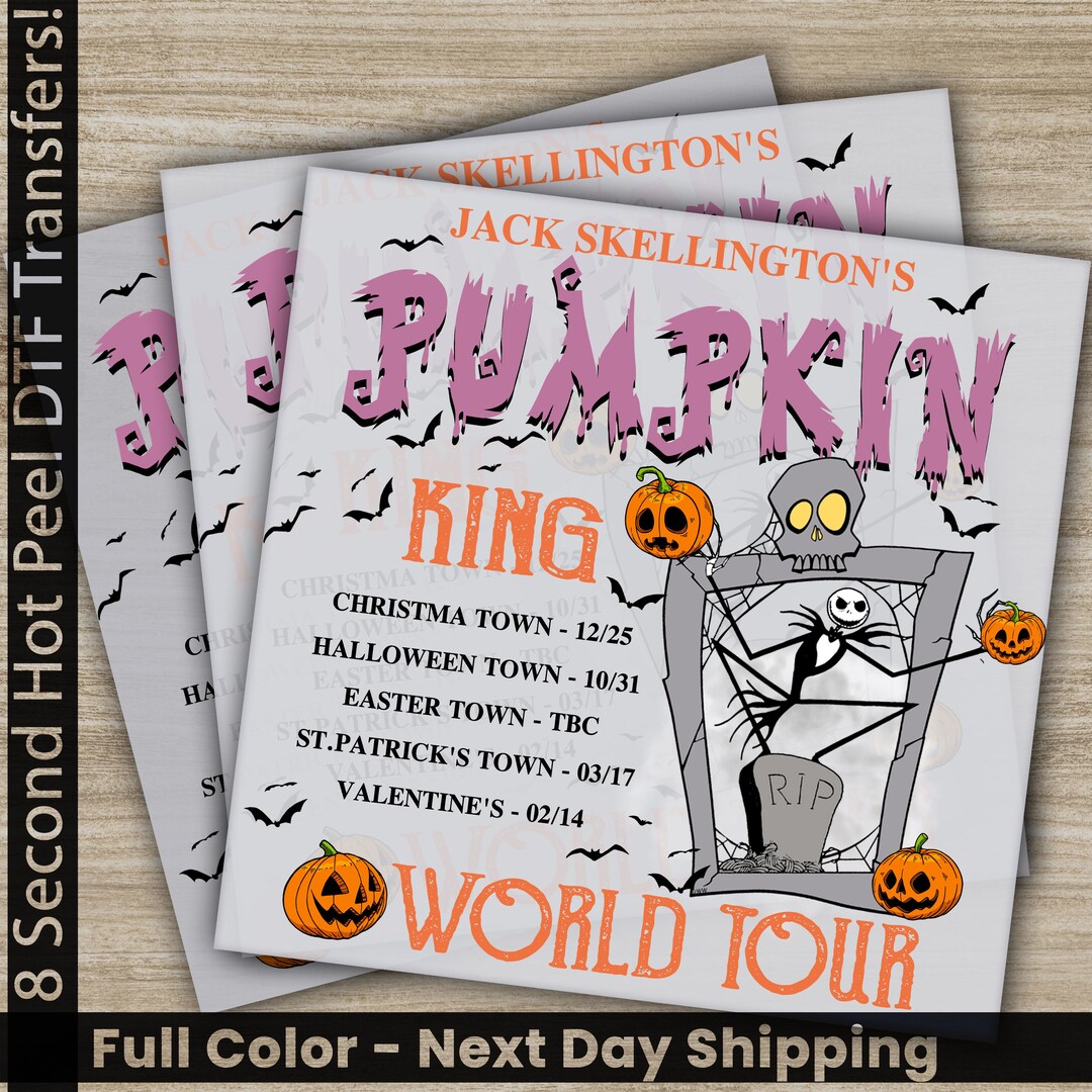 Jack Skellington Pumpkin King DTF Transfer, Spooky Halloween Graveyard ...