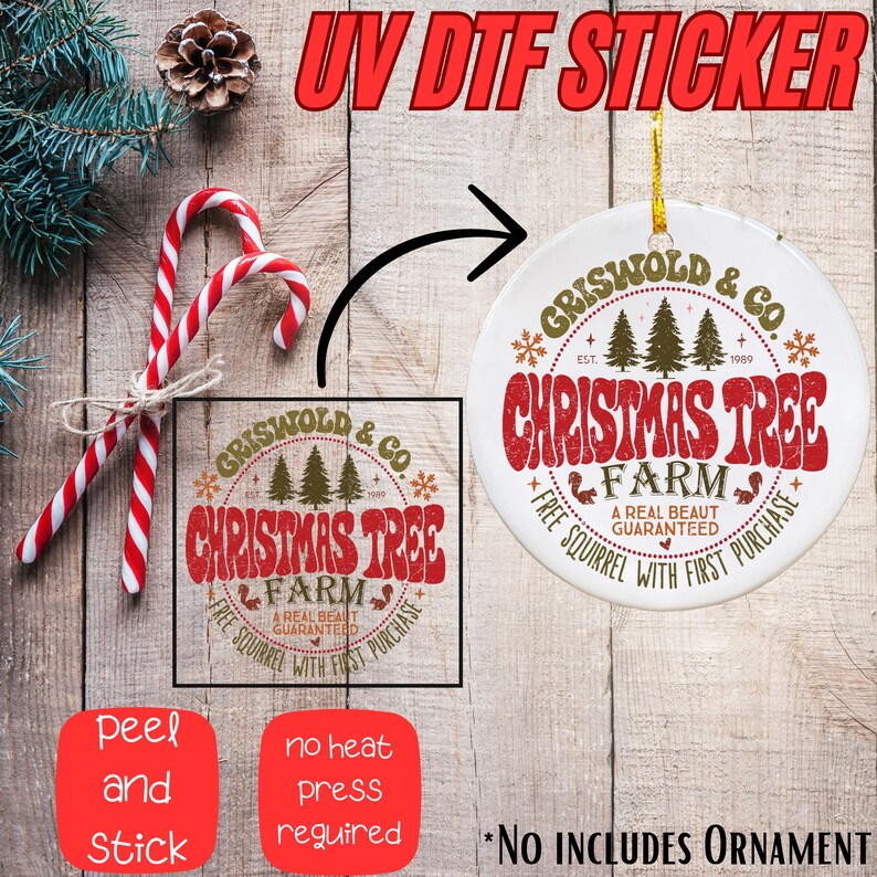 Christmas Tree Ornament Uv Dtf Sticker, UV Dtf Ornament Decals, Uv Dtf ...