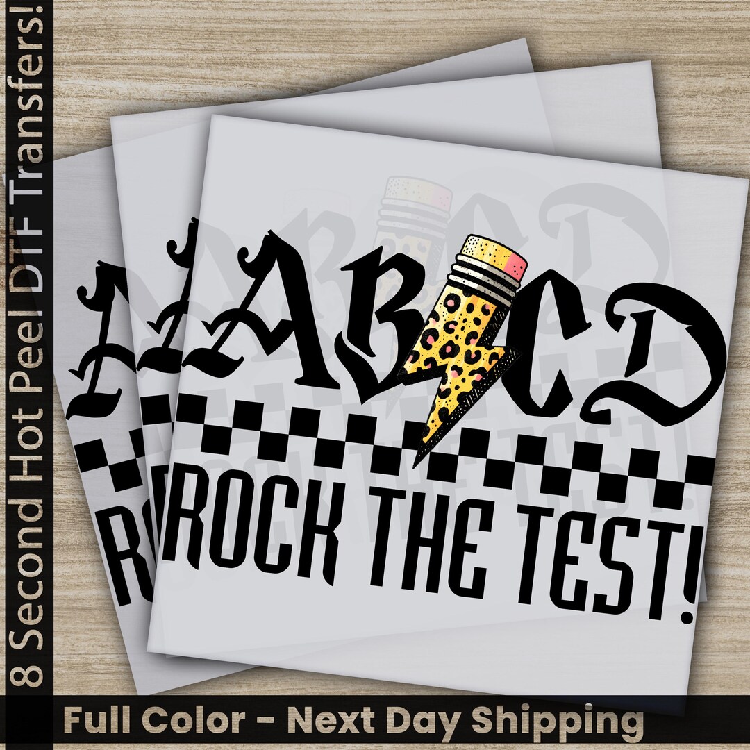 ABCD Rock the Test DTF Transfers, Kindergarten Teacher, Test Day, Ready ...