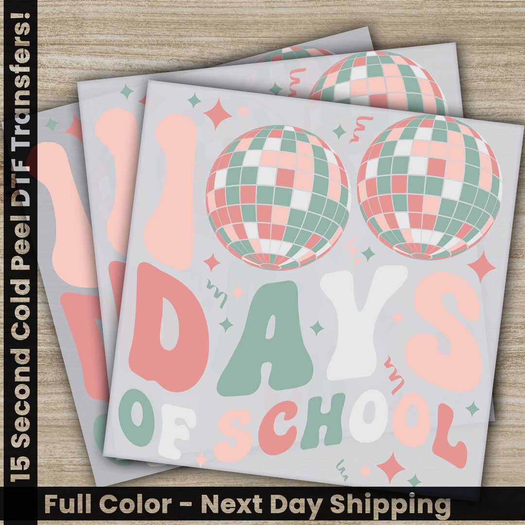 Disco Ball, 100 Days of School Transfers, Ready to Press, Personalized ...