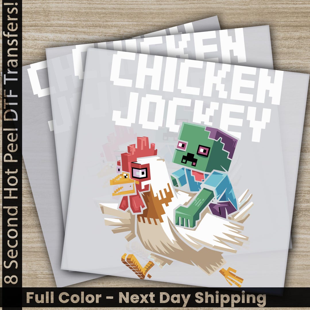 Chicken Jockey Pixel Art DTF Transfers, Pixelated Chicken, Ready to ...