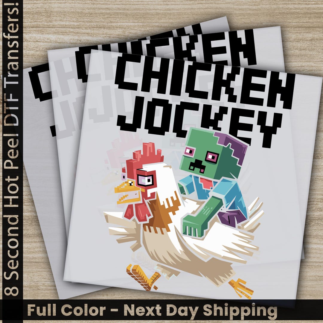 Chicken Jockey Pixel Art DTF Transfers, Pixelated Chicken, Ready to ...
