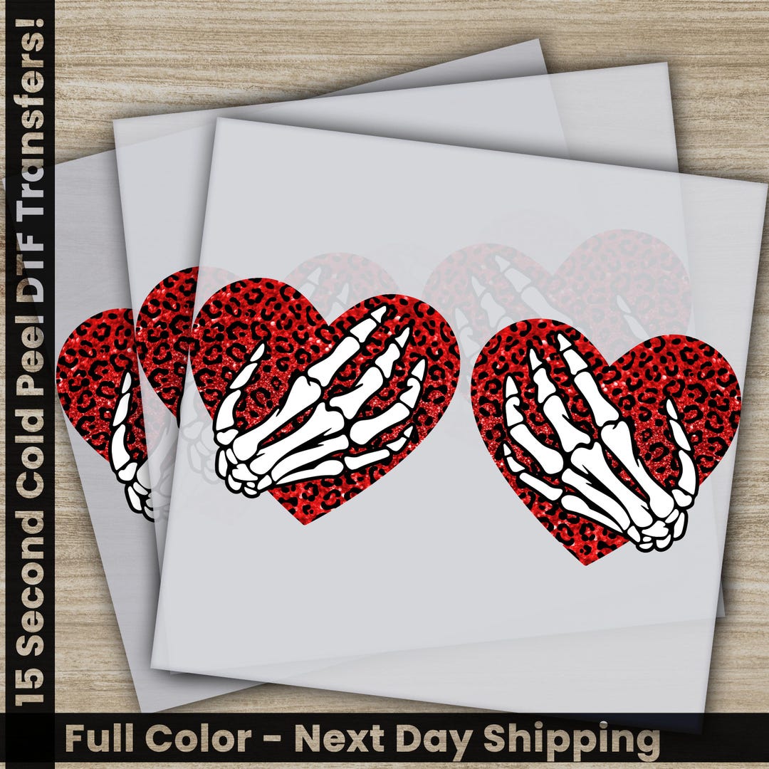 Skeleton Hands Holding Hearts, Ready to Press, Personalized DTF ...