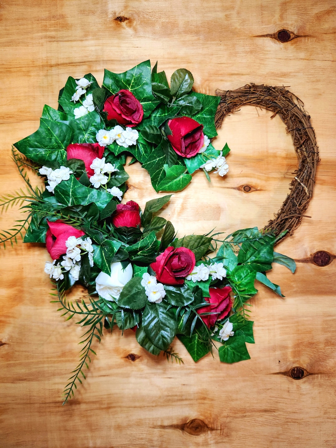 Valentine Red Rose Heart Wreath - Etsy