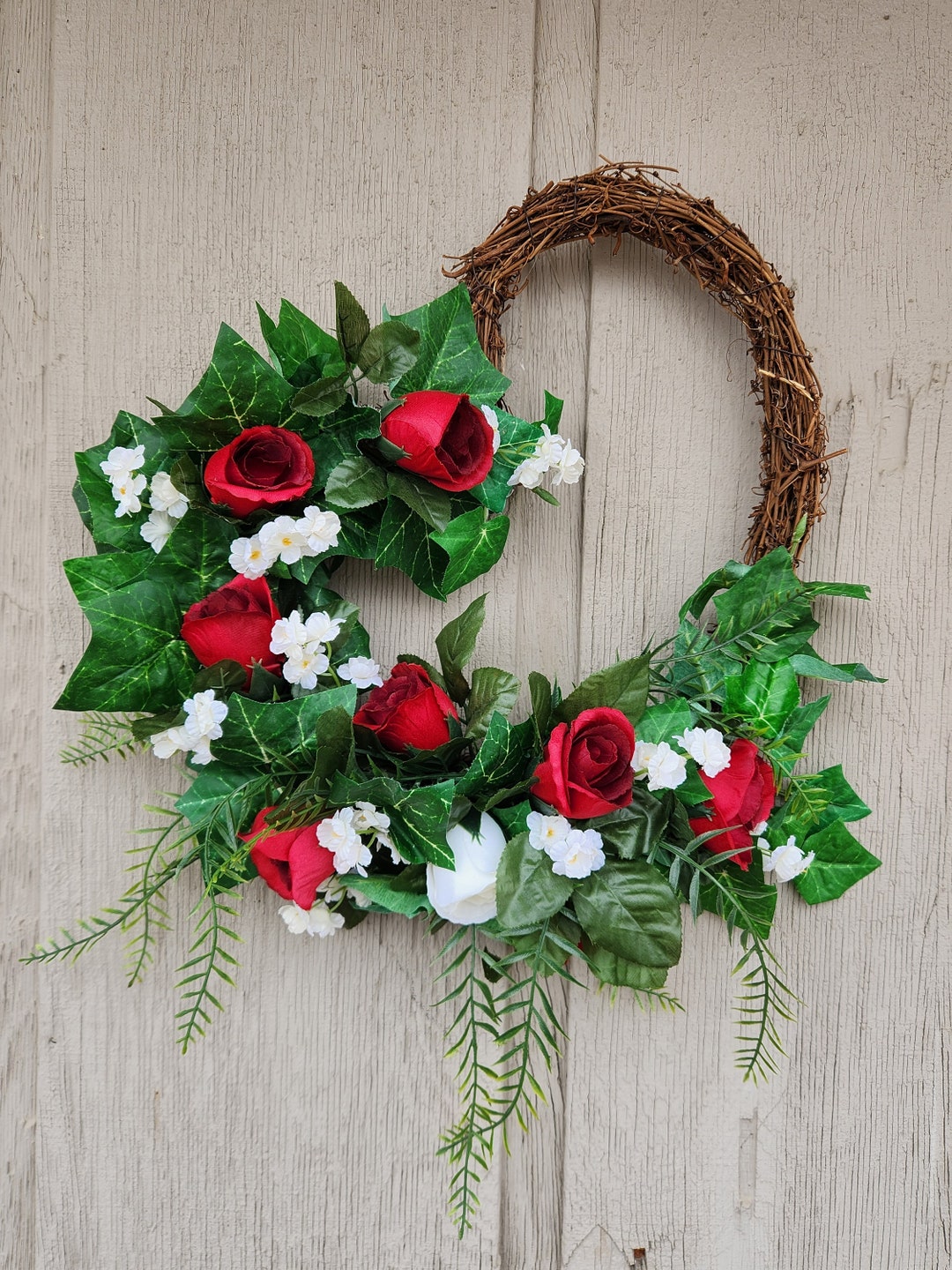 Valentine Red Rose Heart Wreath - Etsy