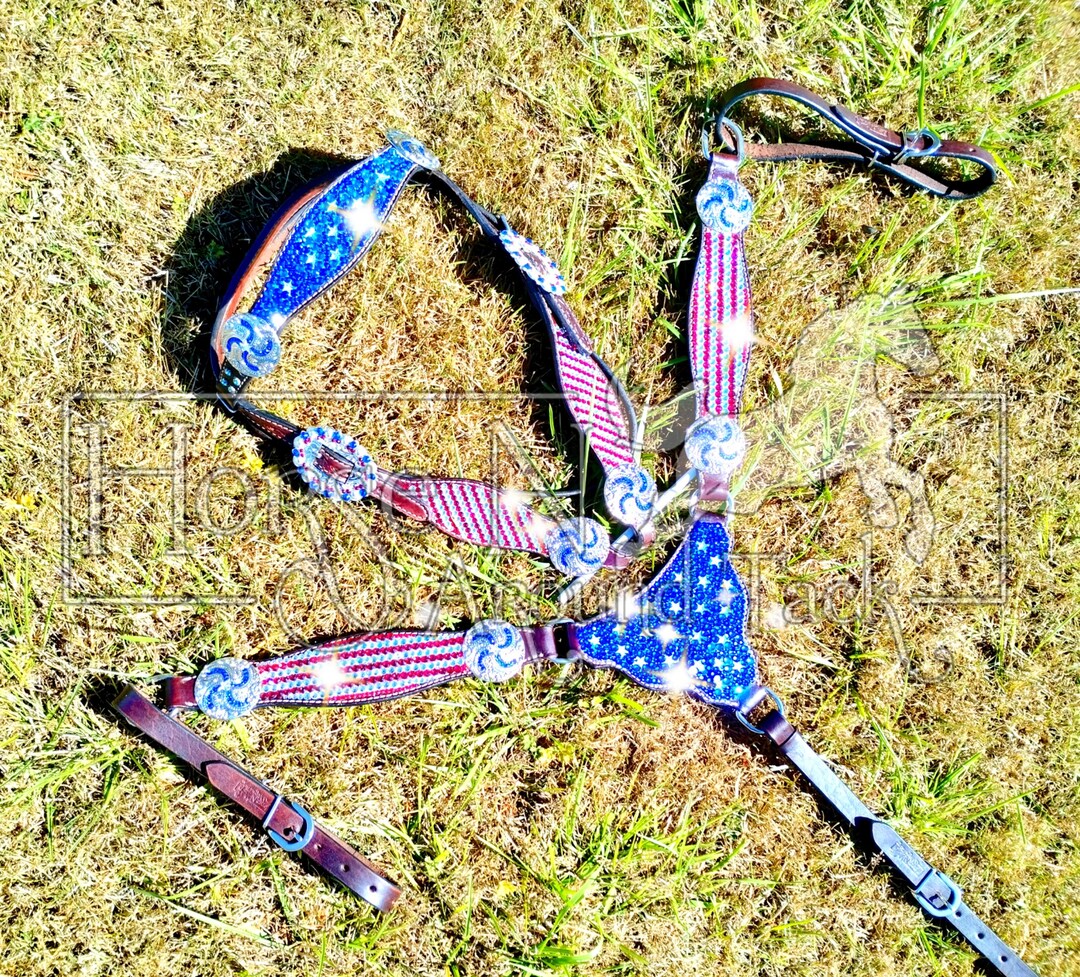 Custom Patriotic Bling Headstall and Breast Collar Set - Etsy