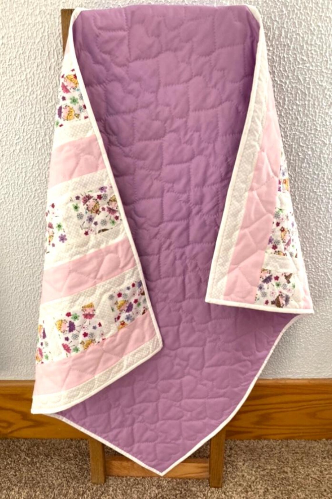 Pink and White Hand Quilted Baby Girl Heirloom Quilt - Etsy