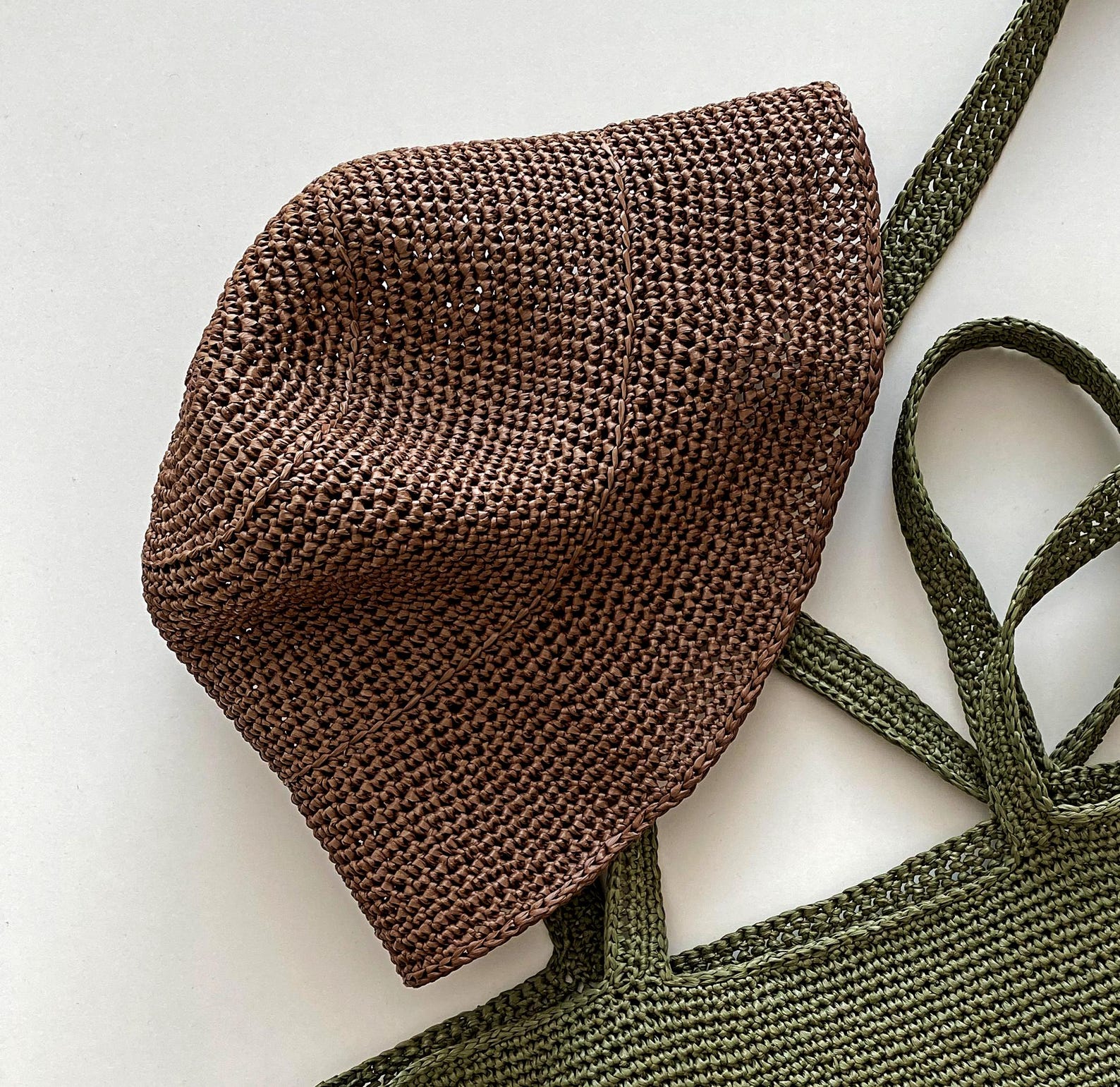 Stylish Crochet Raffia Bucket Hat With Slanted Brim Sun Protection ...