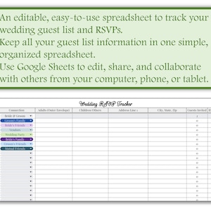 Digital Wedding RSVP Tracker, Google Sheets RSVP Tracker, Wedding Guest ...