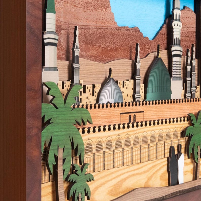 Masjad-e-nabvi - Handmade Wooden Madina Wall Art | Layered Silhouettes ...