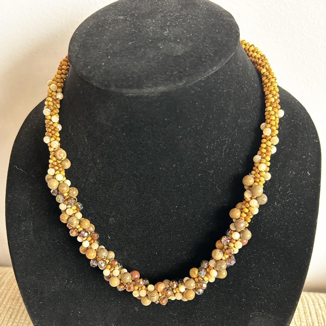 Sparkly Brown and Gold Kumihimo Beaded Necklace - Etsy