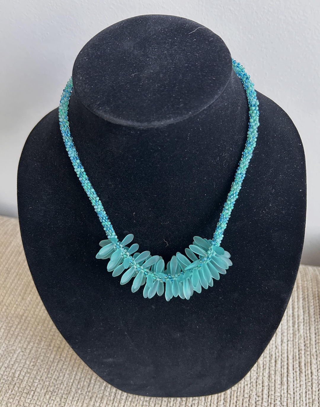 Turquoise Glass Dagger Bead Kumihimo Necklace - Etsy