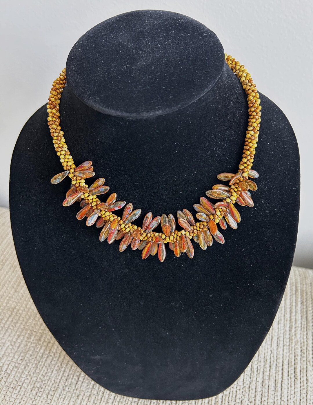 Reddish Brown Glass Dagger Bead Kumihimo Necklace - Etsy