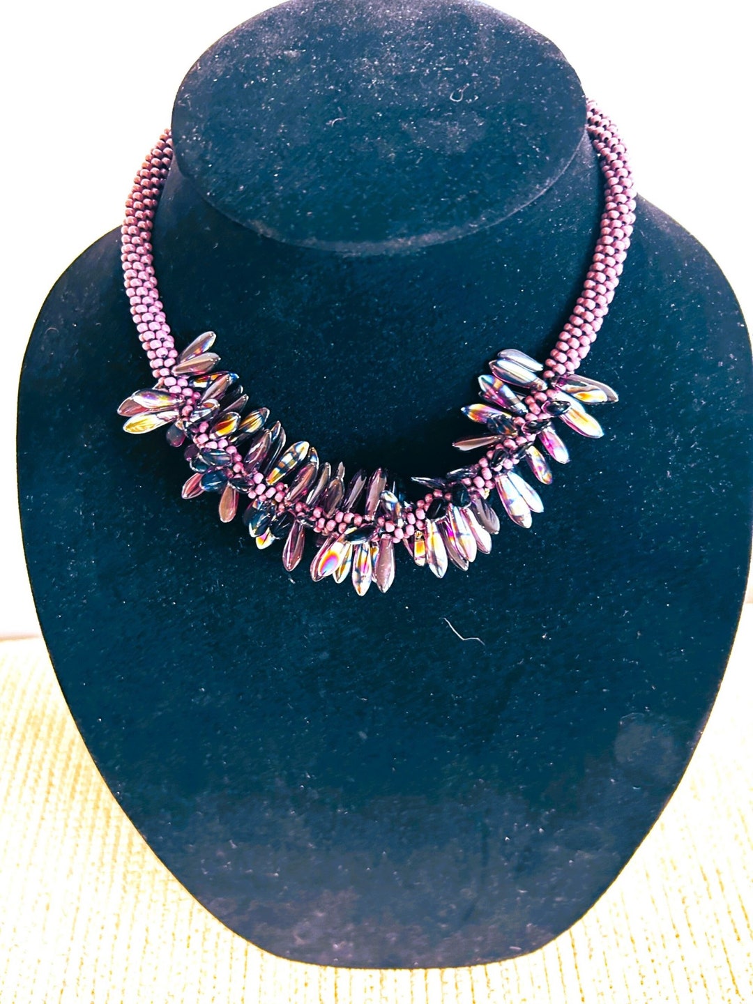 Purple Violet Dagger Bead Kumihimo Necklace - Etsy