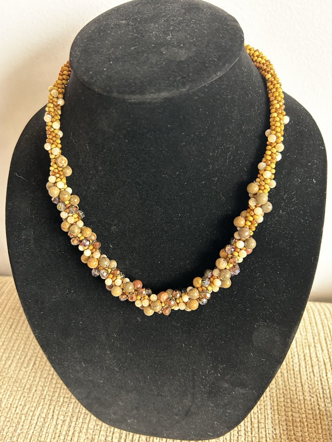 Sparkly Brown and Gold Kumihimo Beaded Necklace - Etsy