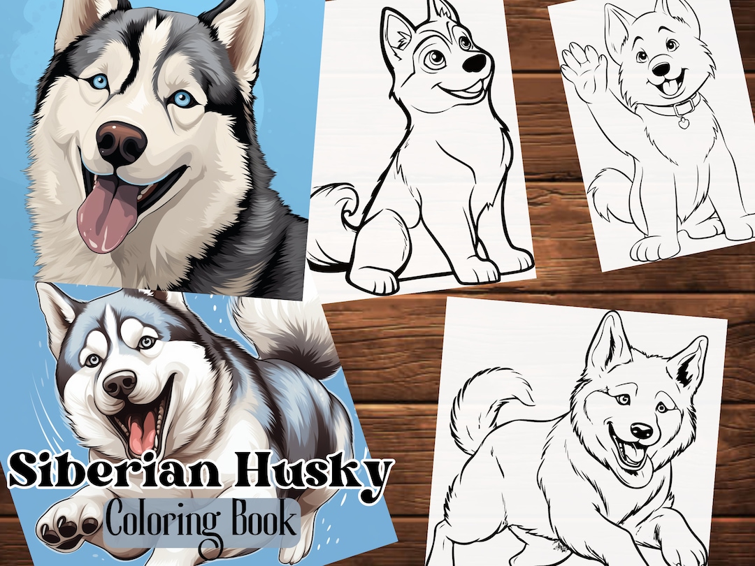 Siberian Husky Dog Coloring Book for Kids | 30 Printable Pages ...