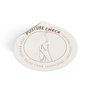 Posture Check Round Vinyl Sticker - Etsy