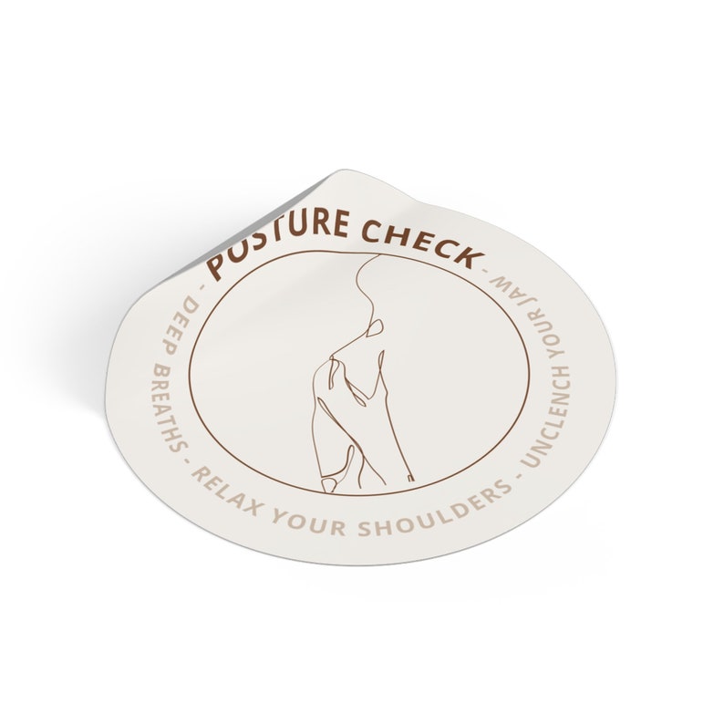 Posture Check Round Vinyl Sticker - Etsy