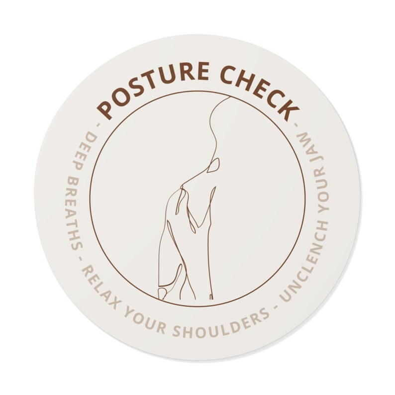 Posture Check Round Vinyl Sticker - Etsy