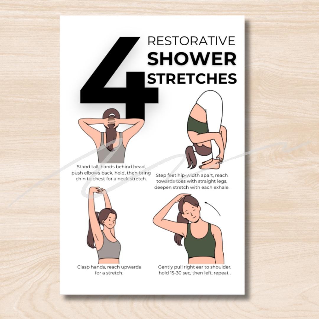 Shower Stretches Touch Point Tips CANVA TEMPLATE - Etsy