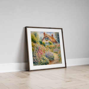 English Cottage Garden Watercolor Print: Vintage Rustic Wall Art ...
