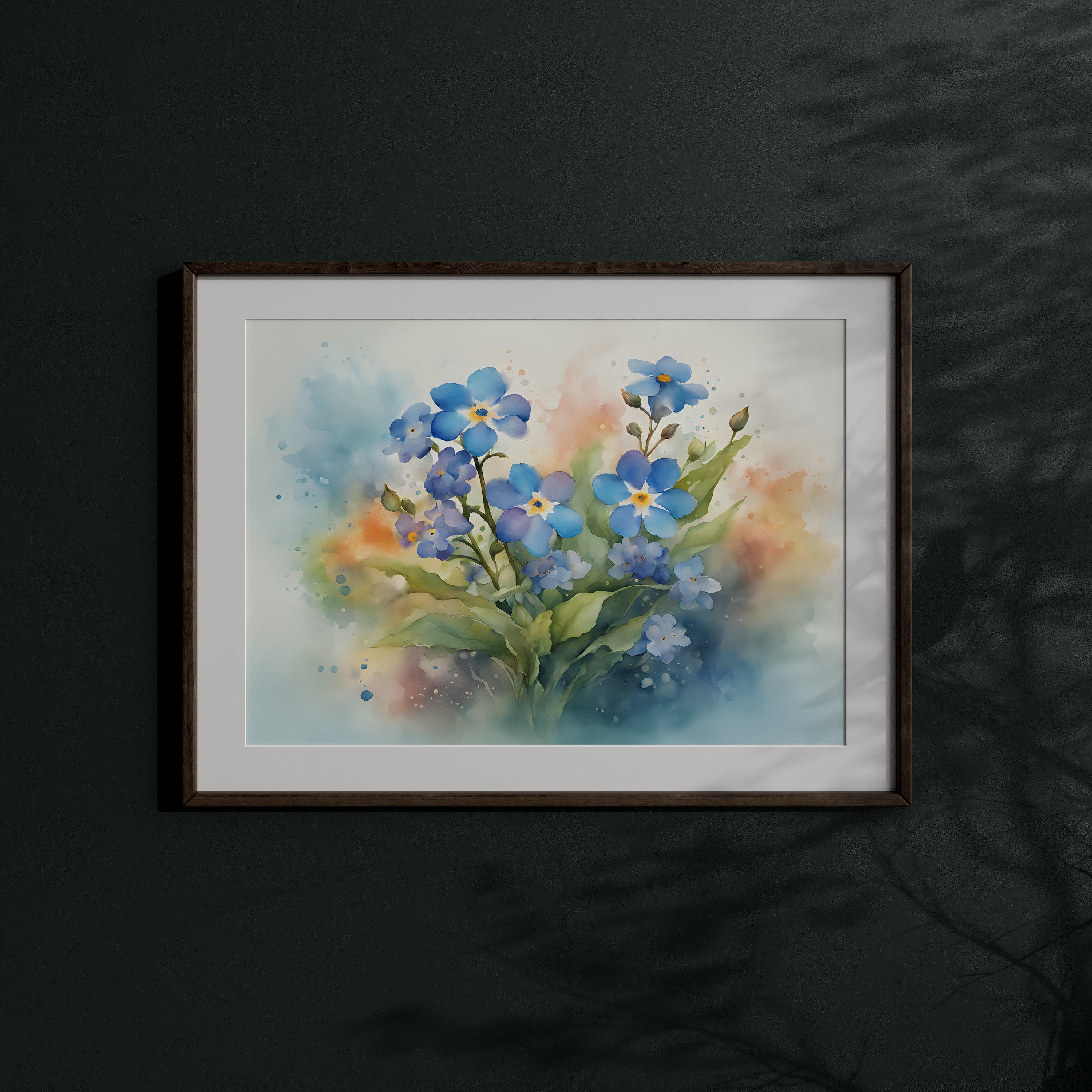 Forget-me-nots Painting Print Watercolor Forget-me-nots Painting Floral ...