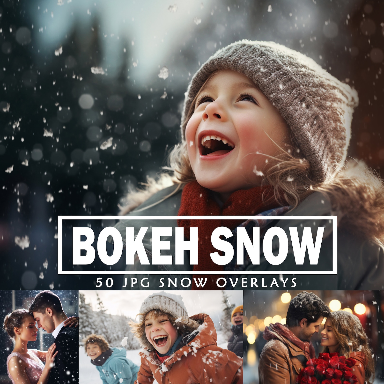 Realistic Snow Overlays Bokeh Falling Snow Backdrops Winter Photoshop ...