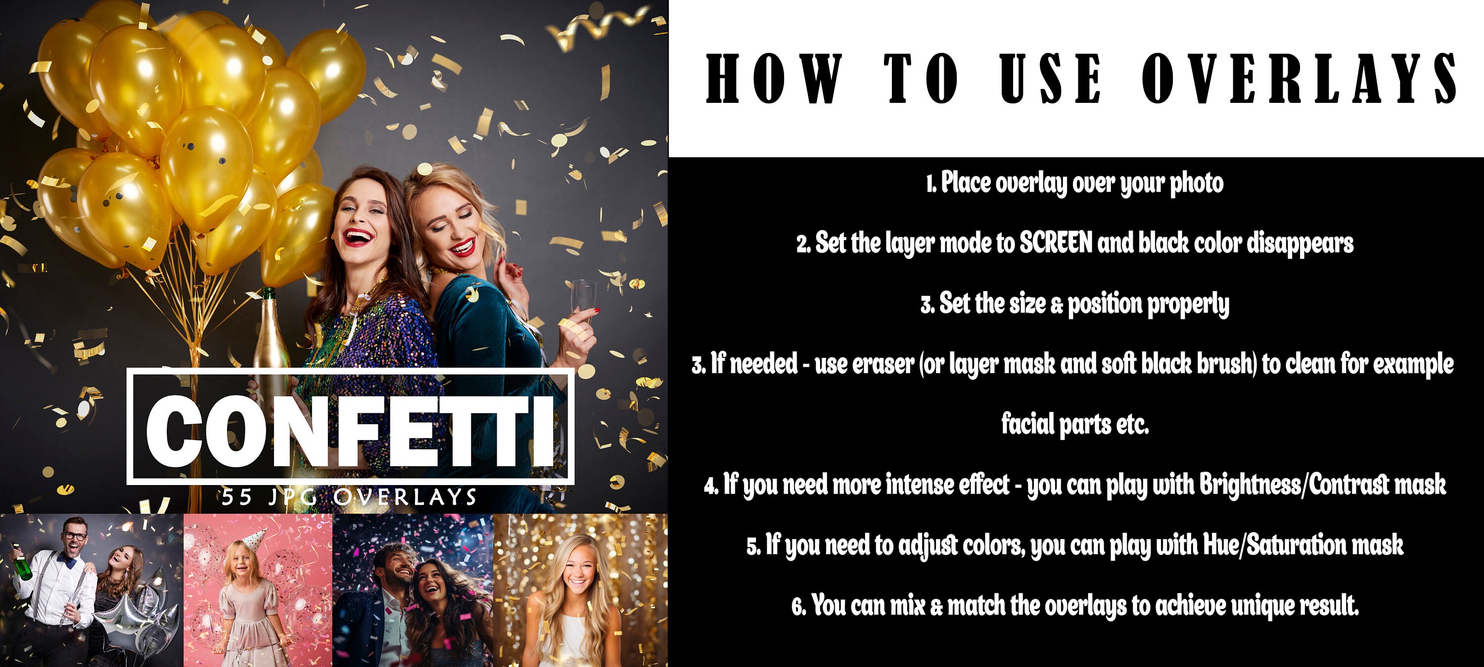 55 Confetti Overlays Weddings Confetti Photoshop Overlays Photography ...