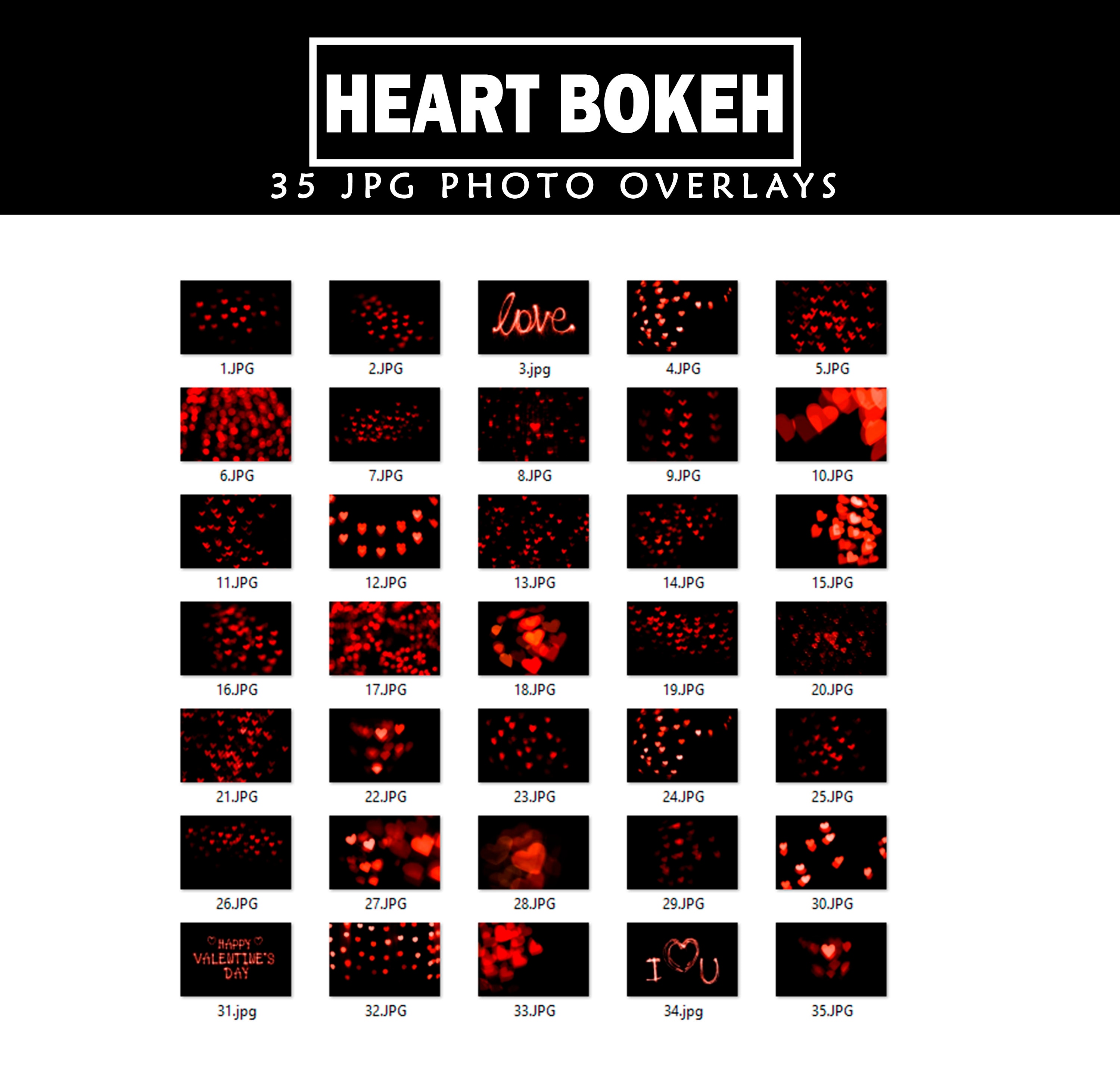 Valentines Heart Bokeh Photo Overlays for Photographers Creative ...