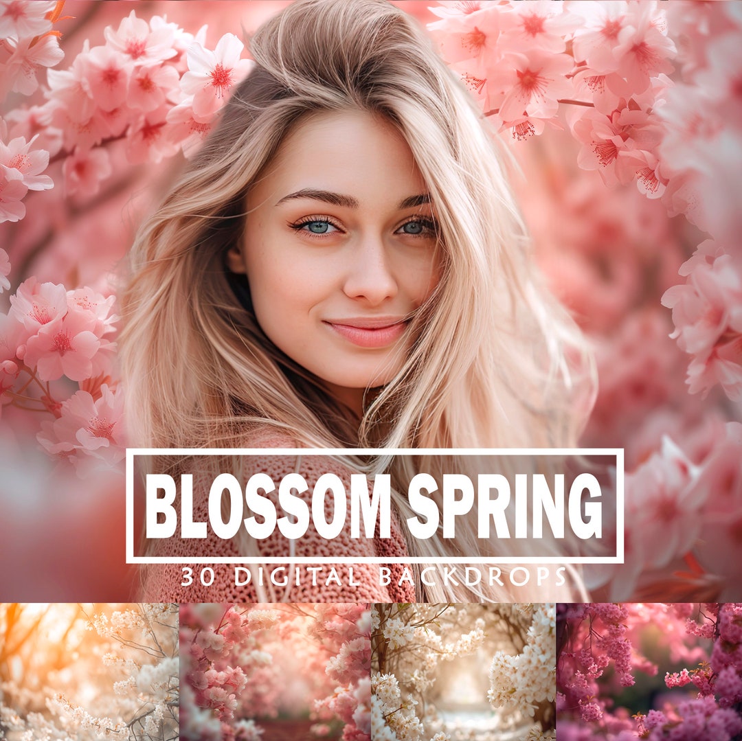 Blossom Spring Backdrop Digital Background Spring Overlays Cherry ...